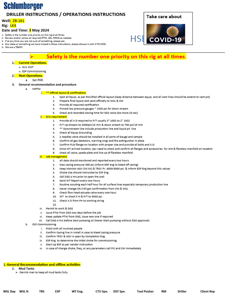 ZB-161 - Daily Op. Instructions - NU XMT & ESP Commissioing | PDF ...
