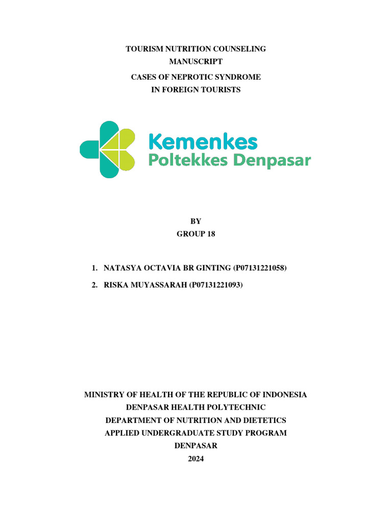 Tourism Nutrition Counseling Manuscript | PDF | Edema | Foods