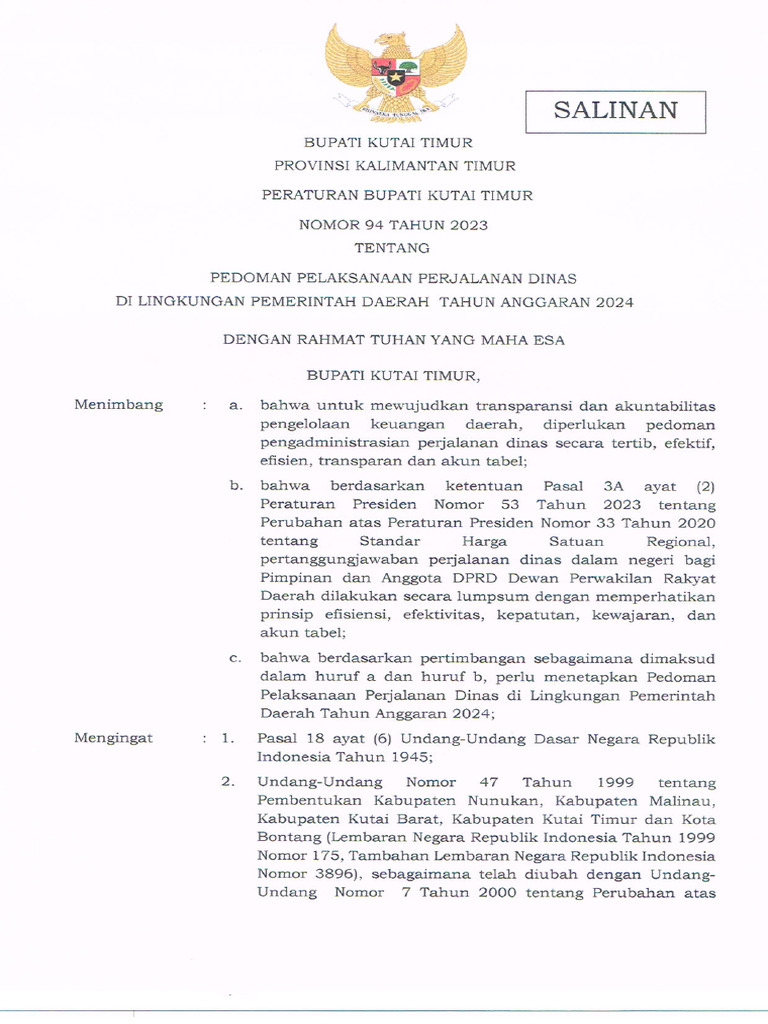 Perjadin No 94 Tahun 2023 | PDF