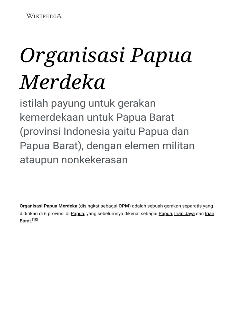 Sejarah dan Gerakan OPM di Papua | PDF