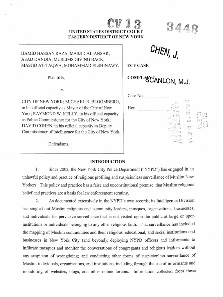 NYPD Surveillance Complaint | PDF | Mosque | Egypt