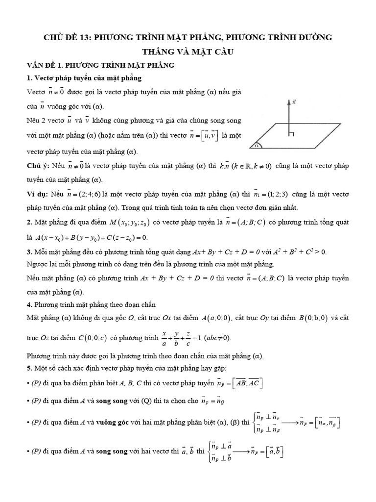 Phuong Trinh Mat Phang Phuong Trinh Duong Thang Va Phuong Trinh Mat Cau | PDF