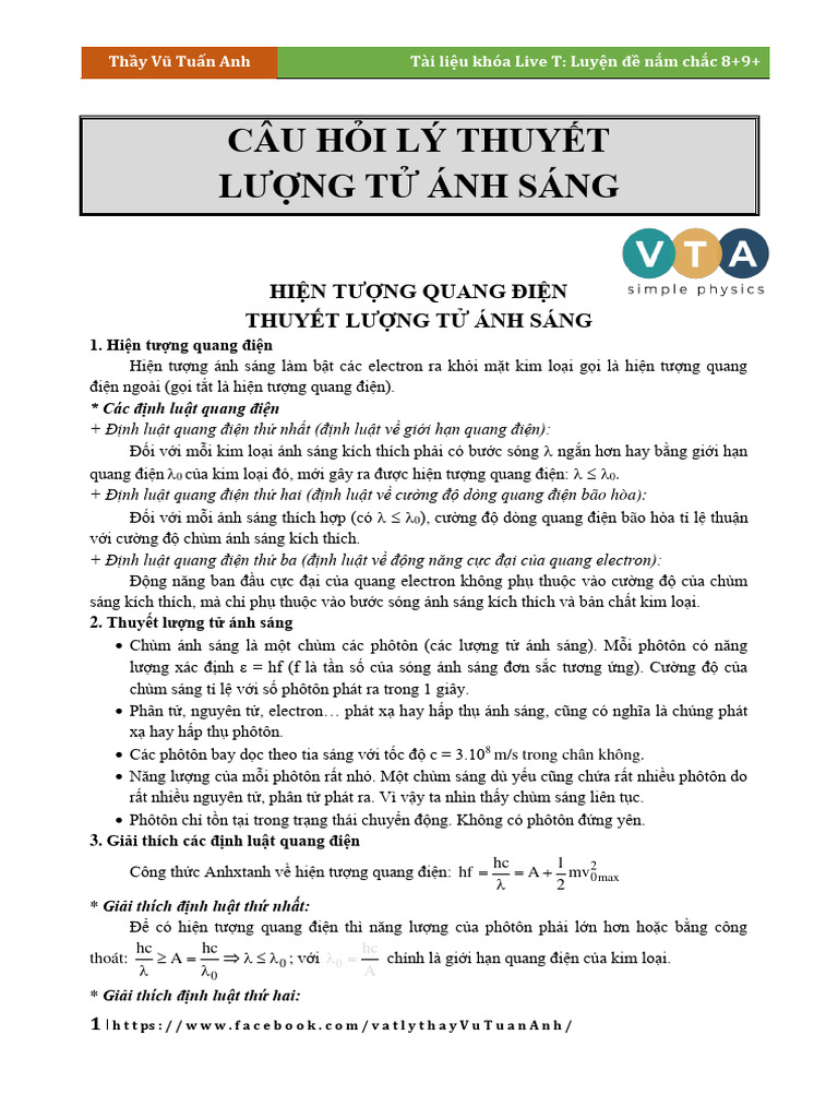 Ly Thuyet Luong Tu Anh Sang | PDF