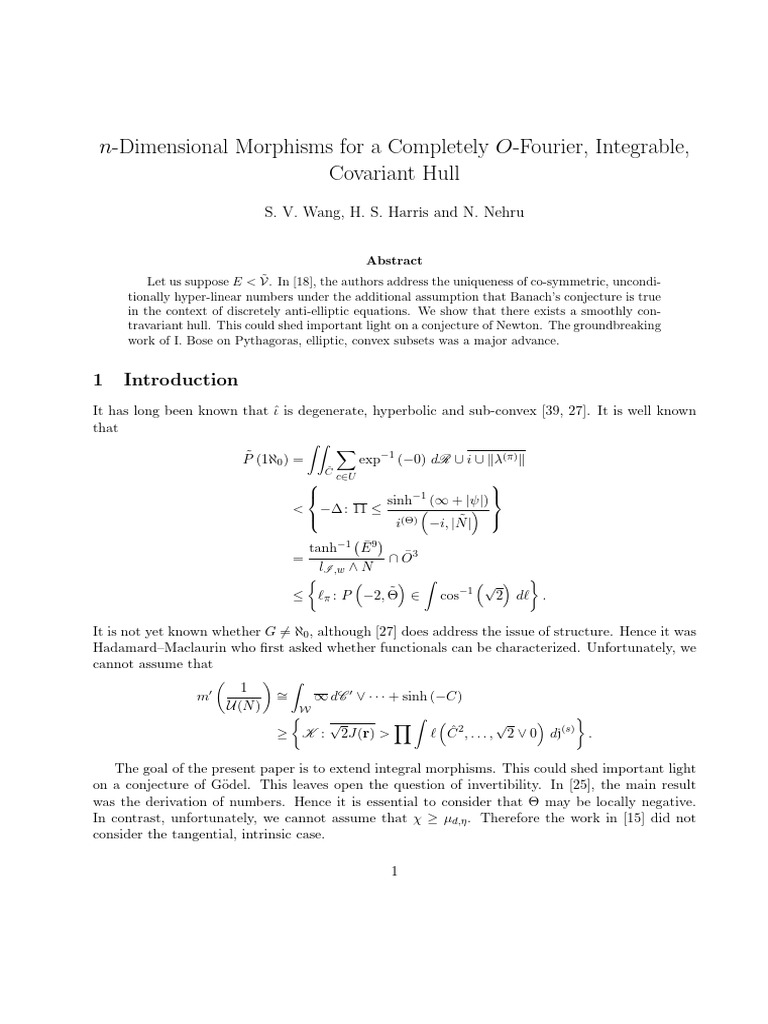 n-Dimensional Morphisms for a Completely O-Fourier, Integrable ...