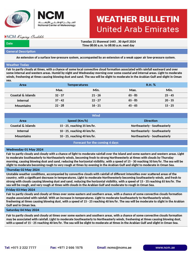 Weather Forecast: April 30-May 4, 2024 | PDF | Cloud | Wound