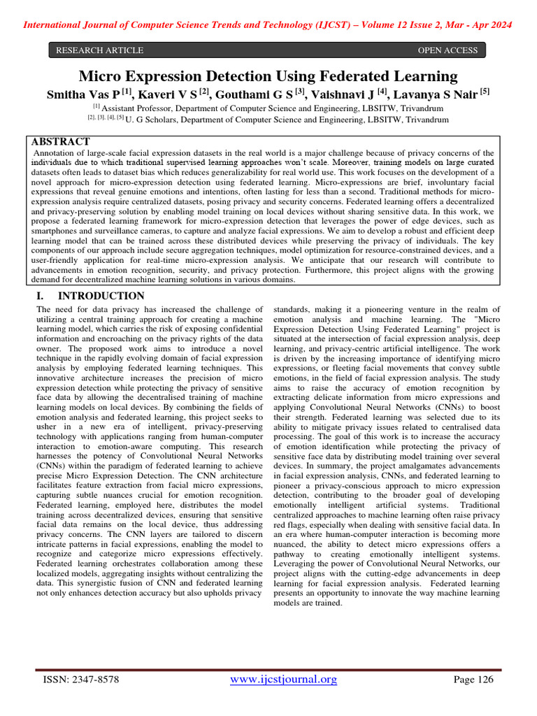 Federated Micro Expression Detection | PDF | Deep Learning | Computing