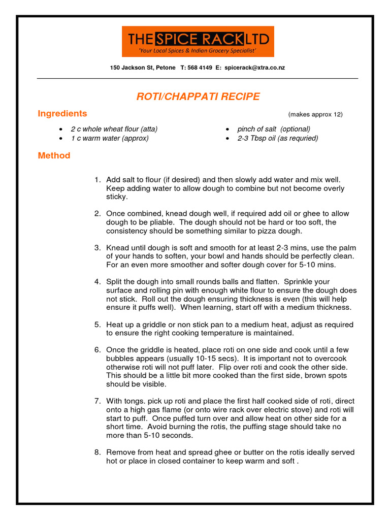 Homemade Roti Recipe for NZ | PDF | Breads | Flour