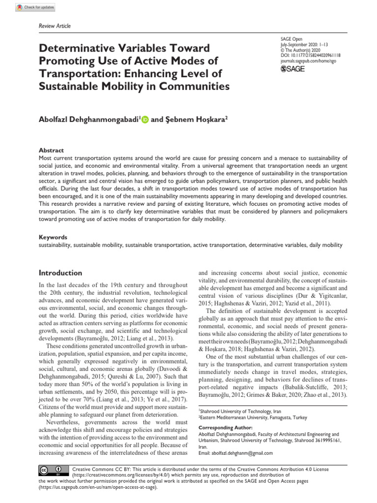 Dehghanmongabadi Hoskara 2020 Determinative Variables Toward Promoting Use of Active Modes of ...