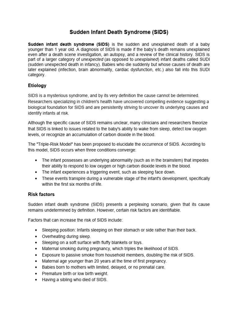 Sudden Infant Death Syndrome | PDF | Human Development | Human Life Stages