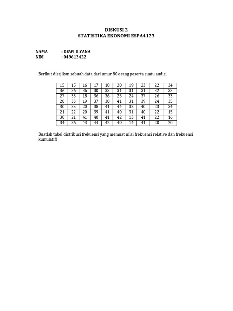 Statistika Diskusi 2 II Dewi Ilyana | PDF