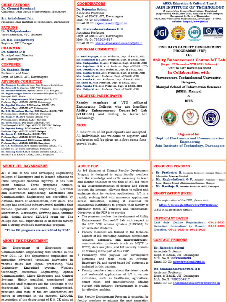 IoT FDP Brochure | PDF | Internet Of Things | Engineering