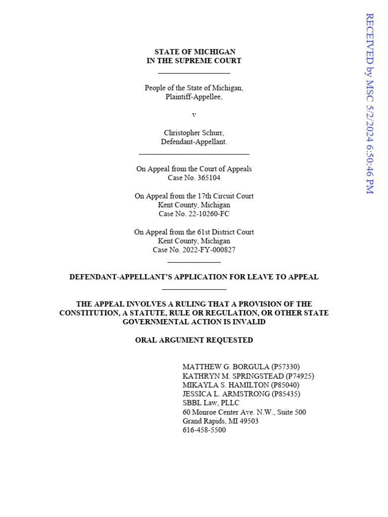 Michigan Supreme Court Appeal Case | PDF | Taser | Appeal
