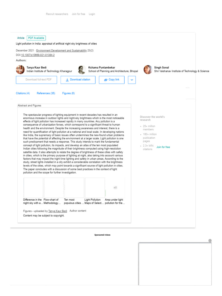 (PDF) Light Pollution in India - Appraisal of Artificial Night Sky Brightness of Cities ...