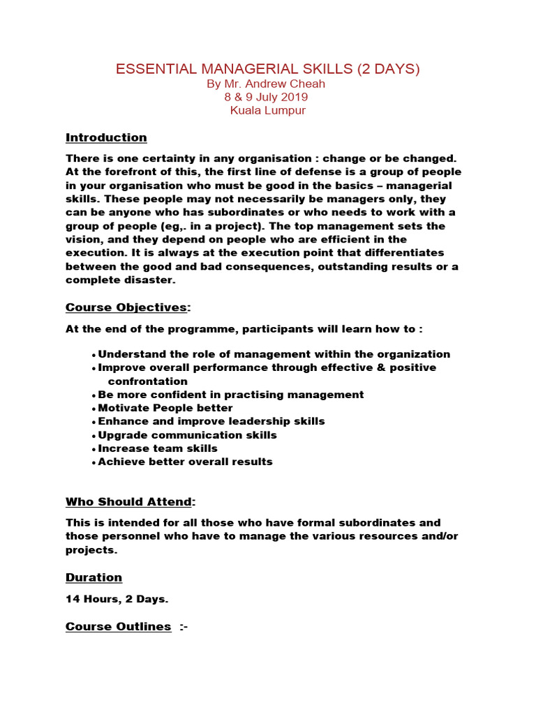 Essential Managerial Skills | PDF | Leadership | Malaysia