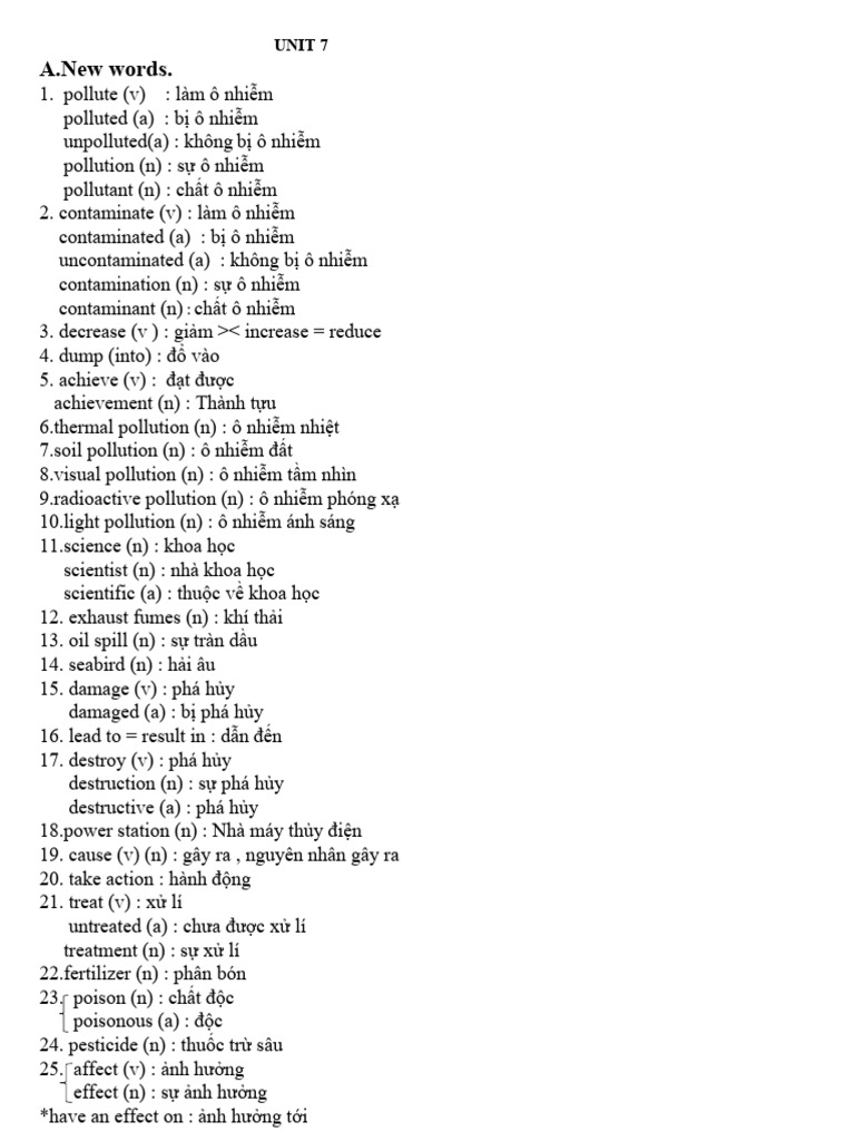 New Words + Grammar Unit 7 - L P 8 | PDF