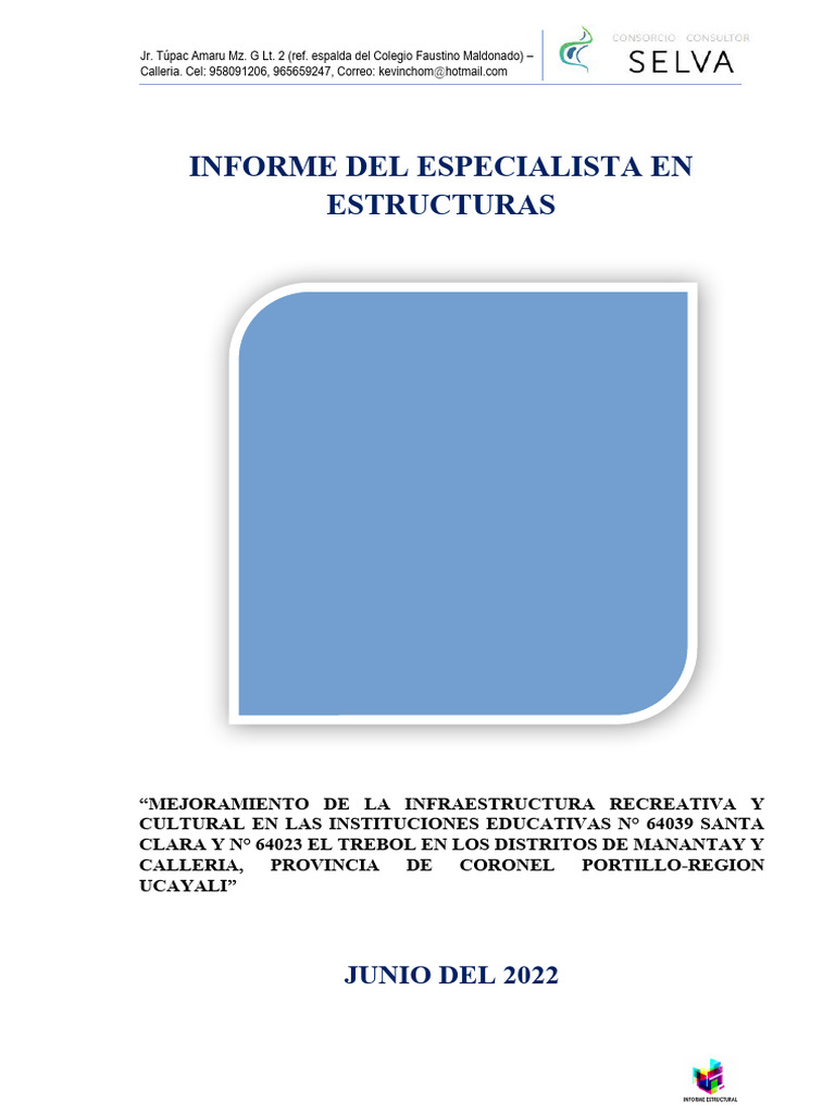 INFORME DEL ESP. EN ESTRUCTURAS - MAYO 2022 | PDF | Hormigón | Fundación (Ingeniería)