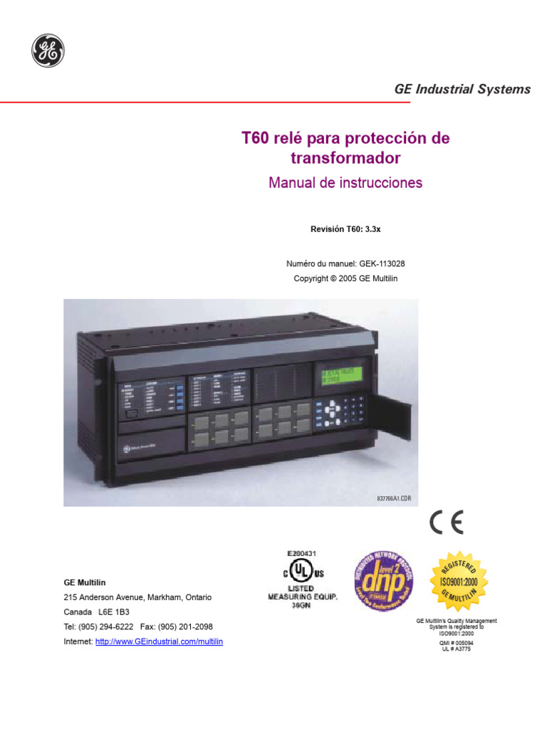 Multilin T60 Manual Español | PDF | Unidad Central de procesamiento ...