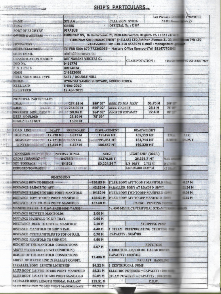 Ship Particular | PDF