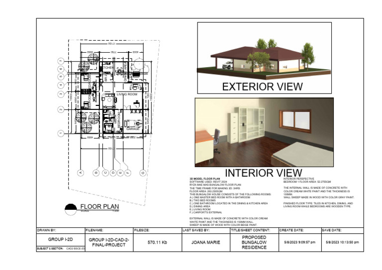 Group I 2D Cad 2 Final Project | PDF | Wall | Architectural Design