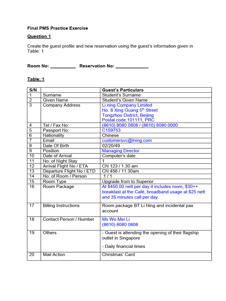 Final PMS Practice Exercise | PDF