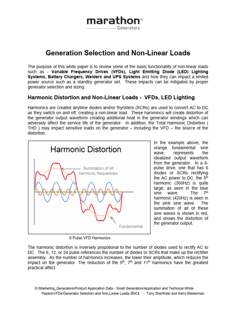 Generator Selection and Non-Linear Loads | PDF | Distortion | Rectifier