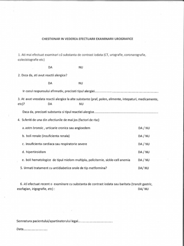 Chestionar Urograf | PDF