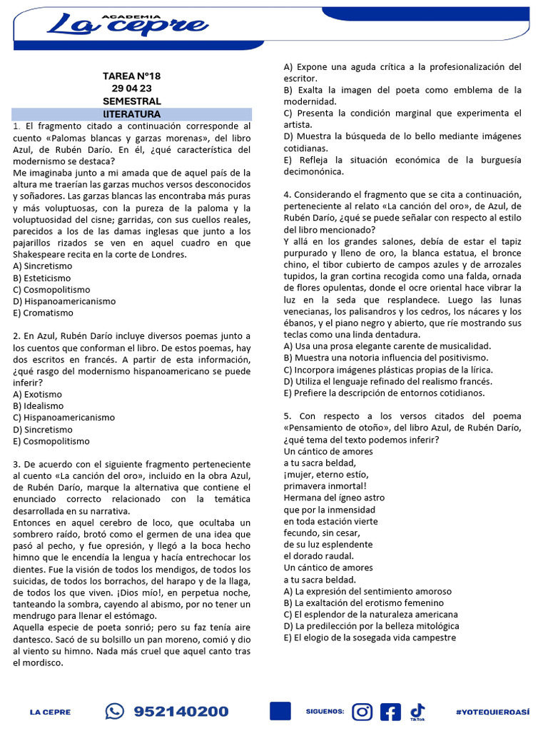 Tarea #17 Semestral | PDF | Poesía