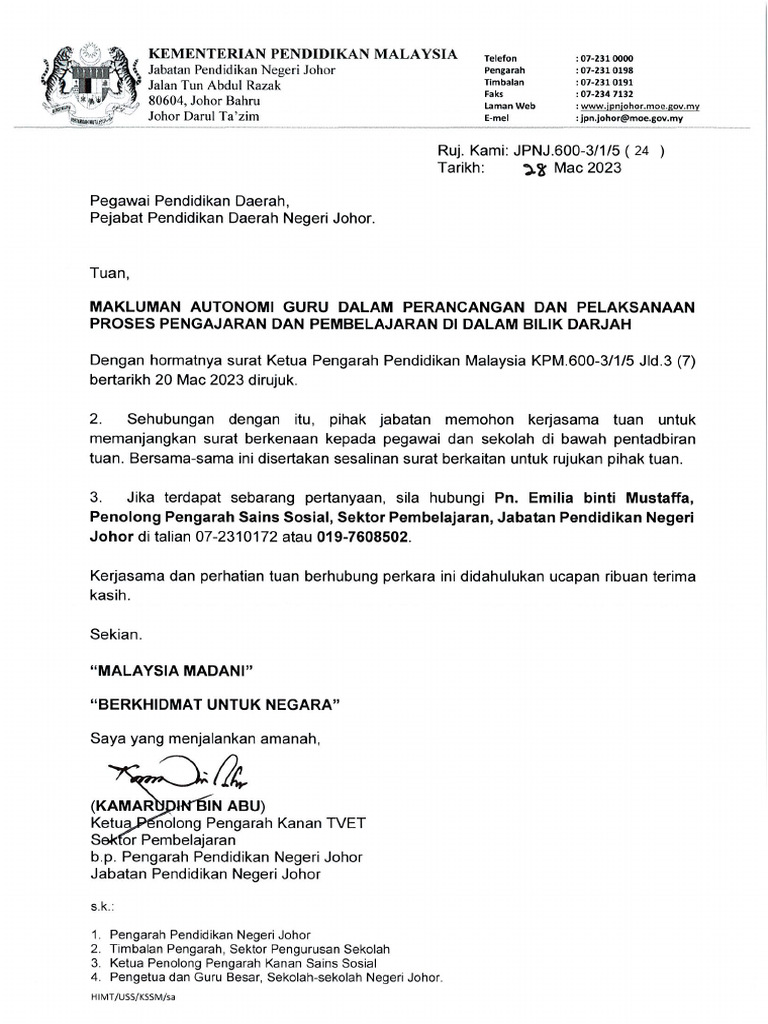 Makluman Autonomi Guru Dalam Perancangan Dan Pelaksanaan Proses ...