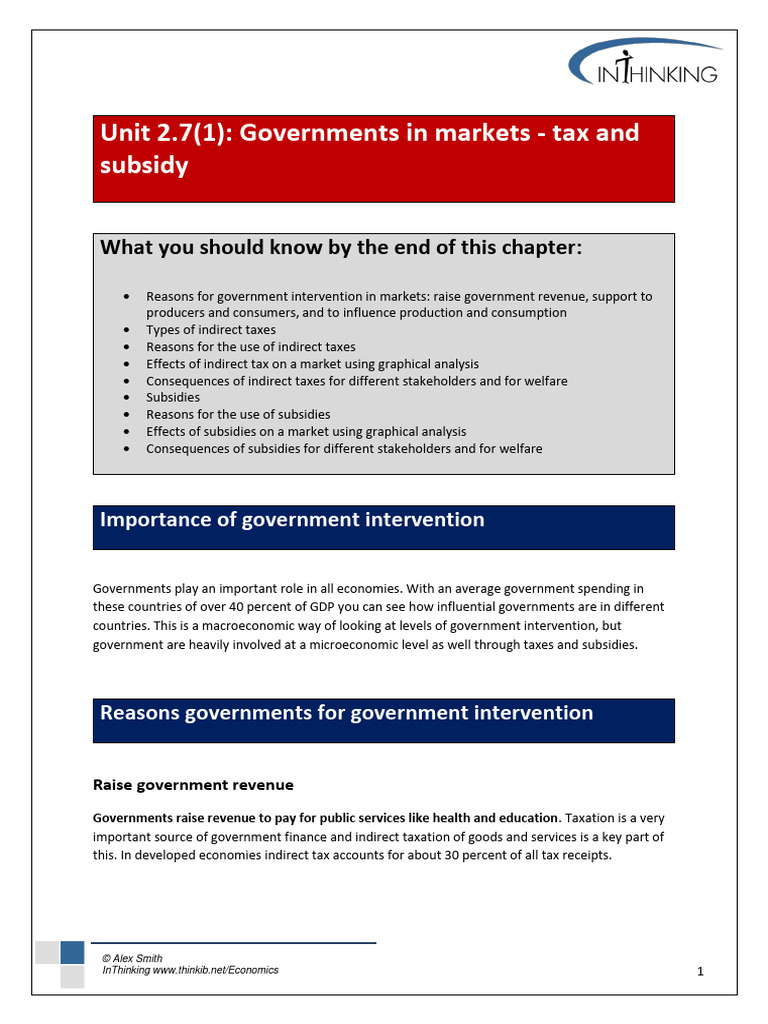 Gov Intervention Tax Subsidies | PDF | Taxes | Elasticity (Economics)