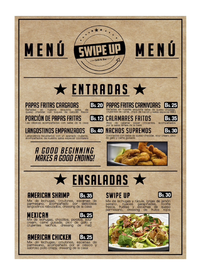 Menú Resto Bar | PDF