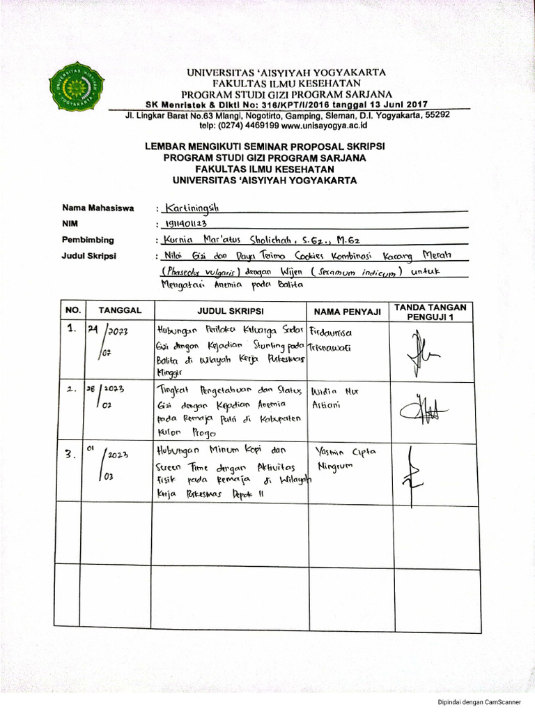 Lembar Ikut Sempro | PDF