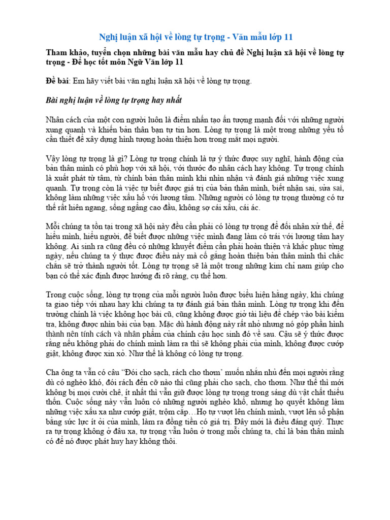 Nghi Luan Xa Hoi Ve Long Tu Trong | PDF