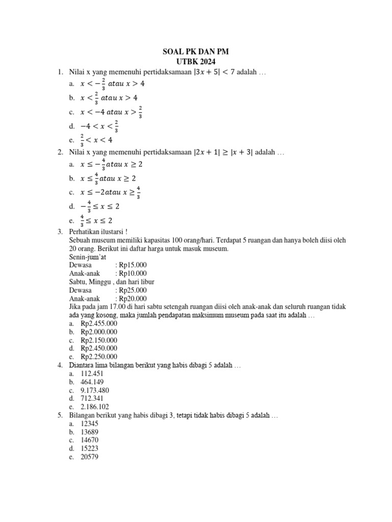 Soal PK Dan PM | PDF | Metode & Bahan Ajar