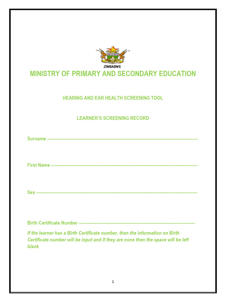 Learner Hearing Health Screening Tool | PDF | Hearing | Sound