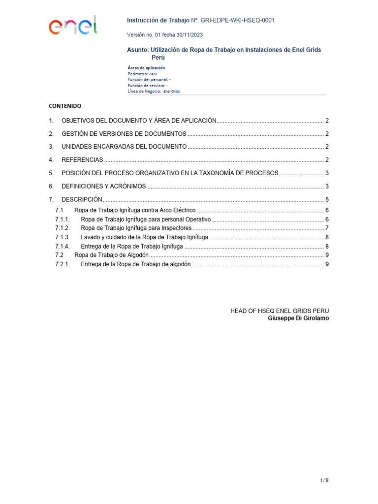 GRI-EDPE-WKI-HSEQ-0001 Utilización de La Ropa de Trabajo | Descargar ...