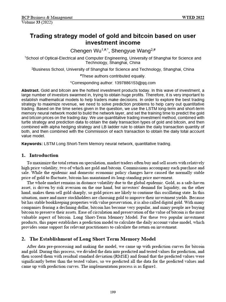 Trading Strategy Model of Gold and Bitcoin Based o | PDF | Capital ...