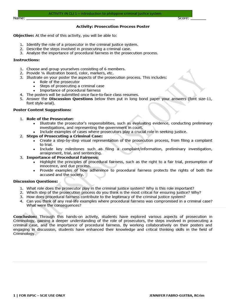 Activity #4 - CLJ 1 | PDF | Prosecutor | Crime & Violence