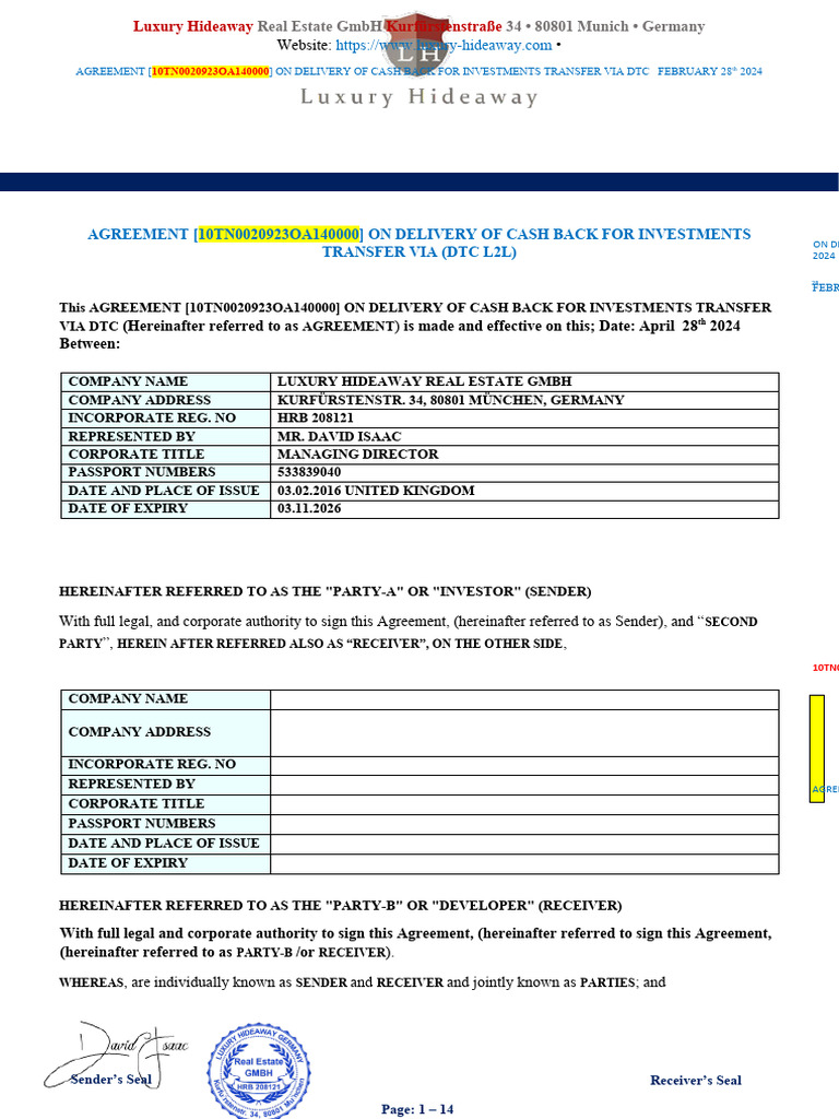 Delivery of Cash Back For Investments Transfer Via DTC L2L | PDF ...