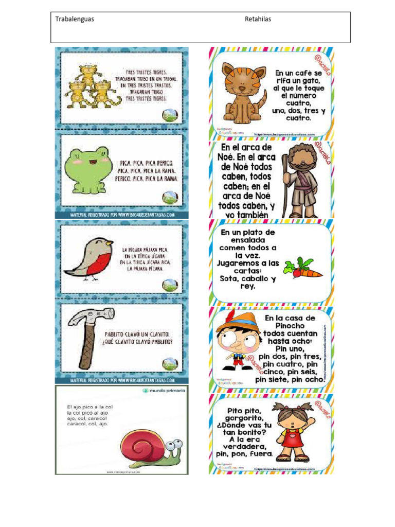 Trabalenguas Retahilas | PDF