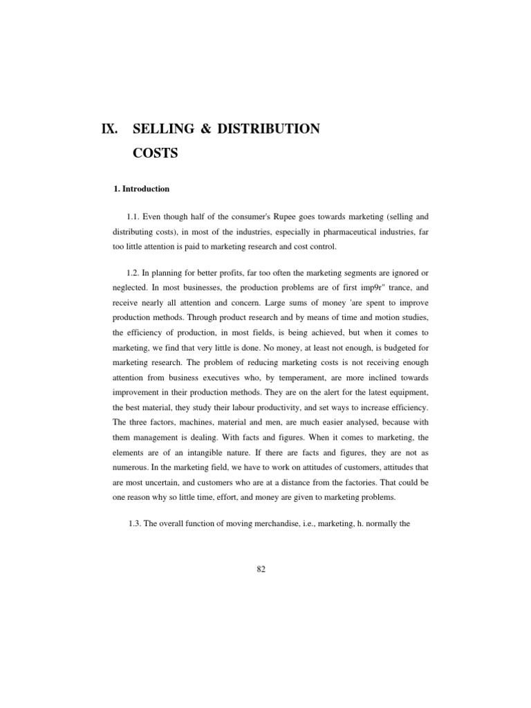 Selling and Distribution Cost Analysis | PDF | Sales | Profit (Accounting)
