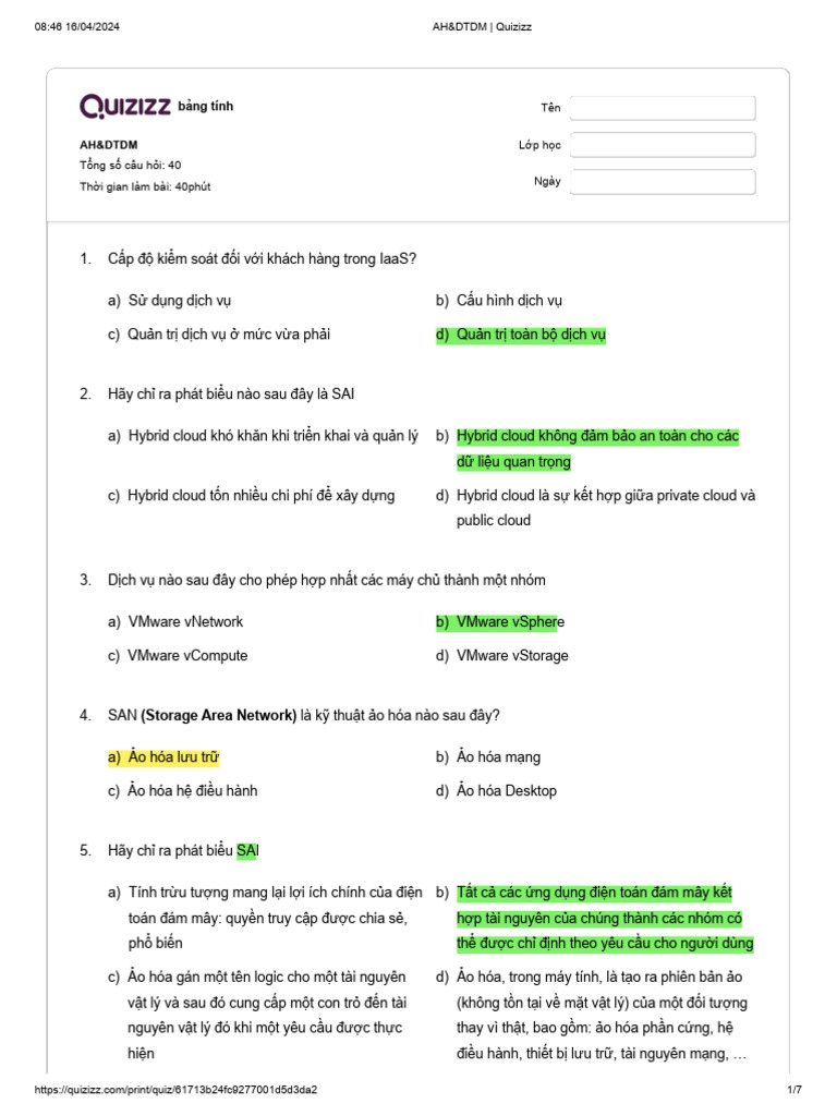 AH&DTDM - Quizizz | PDF