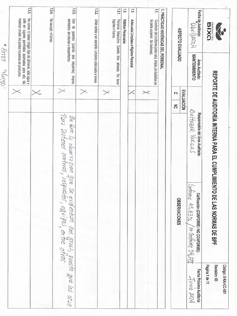 BPF Mantenimiento (Marzo 2024) | PDF
