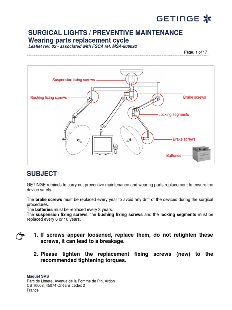 Or Lights-Preventive Maintenance-Wearing Parts Replacement Cycle-En ...