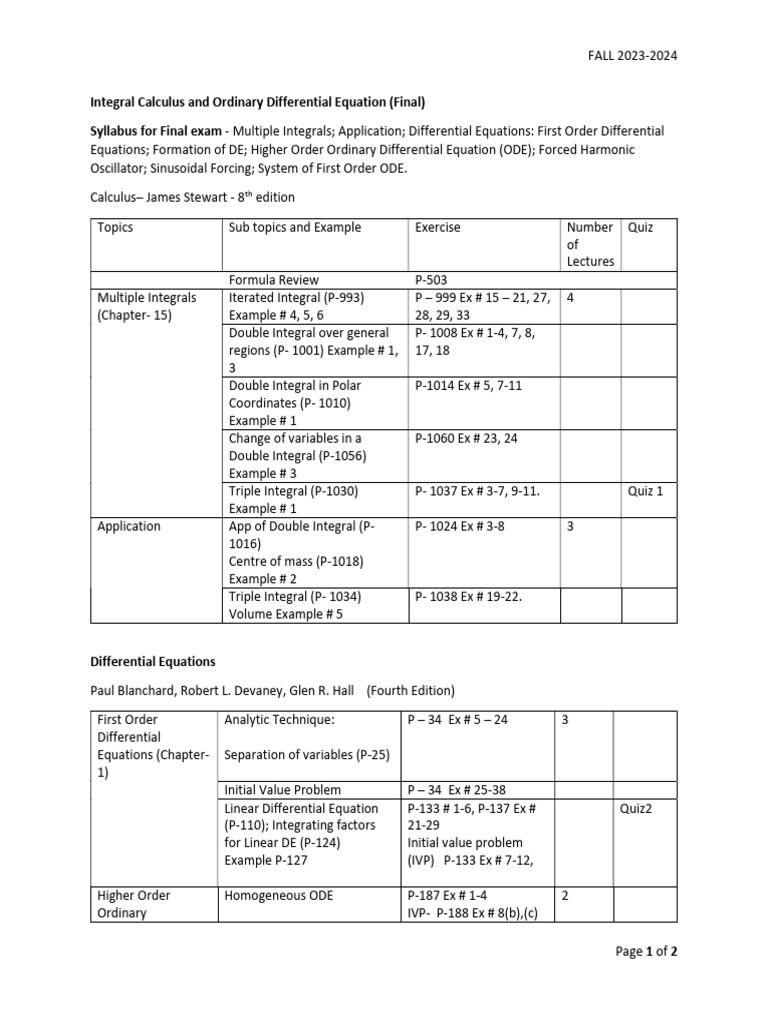 Math2 Final | PDF | Ordinary Differential Equation | Trigonometric Functions