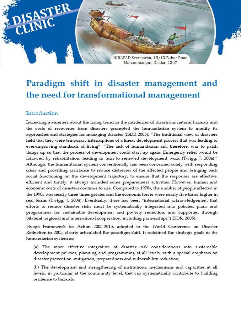 Transformation of Management System and National Disaster Risk | PDF ...