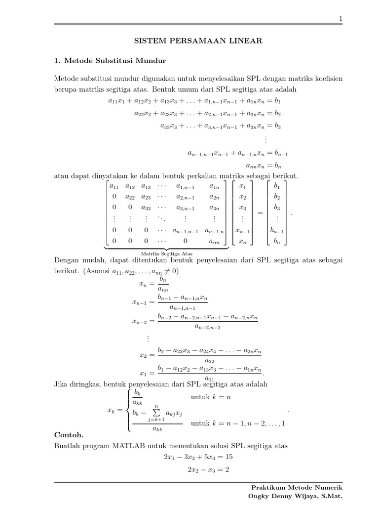 Metode Penyelesaian SPL | PDF