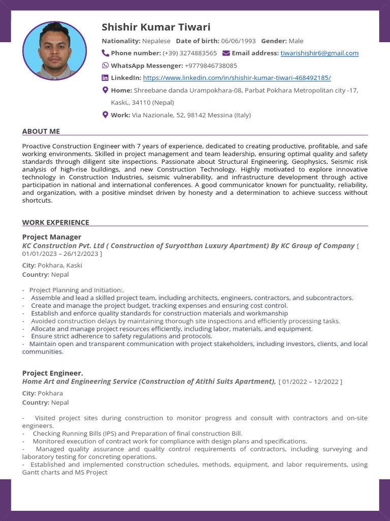 CV@ Tiwari ShishirKumar | PDF