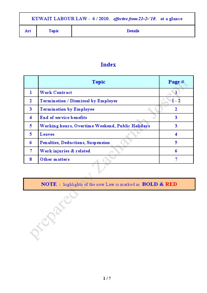 Overview of Kuwait Labour Law 2010 | PDF | Working Time | Employment