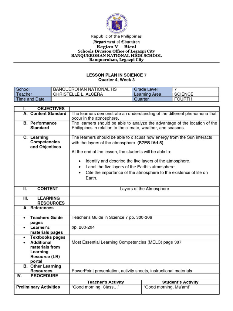 LP About Layers of The Atmosphere | PDF | Atmosphere Of Earth | Atmosphere