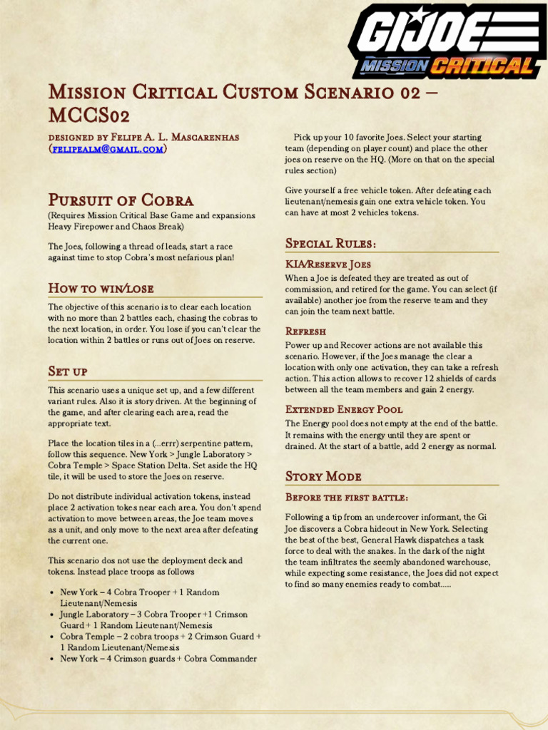 G.I. Joe: Mission Critical Scenario 02 | PDF | History